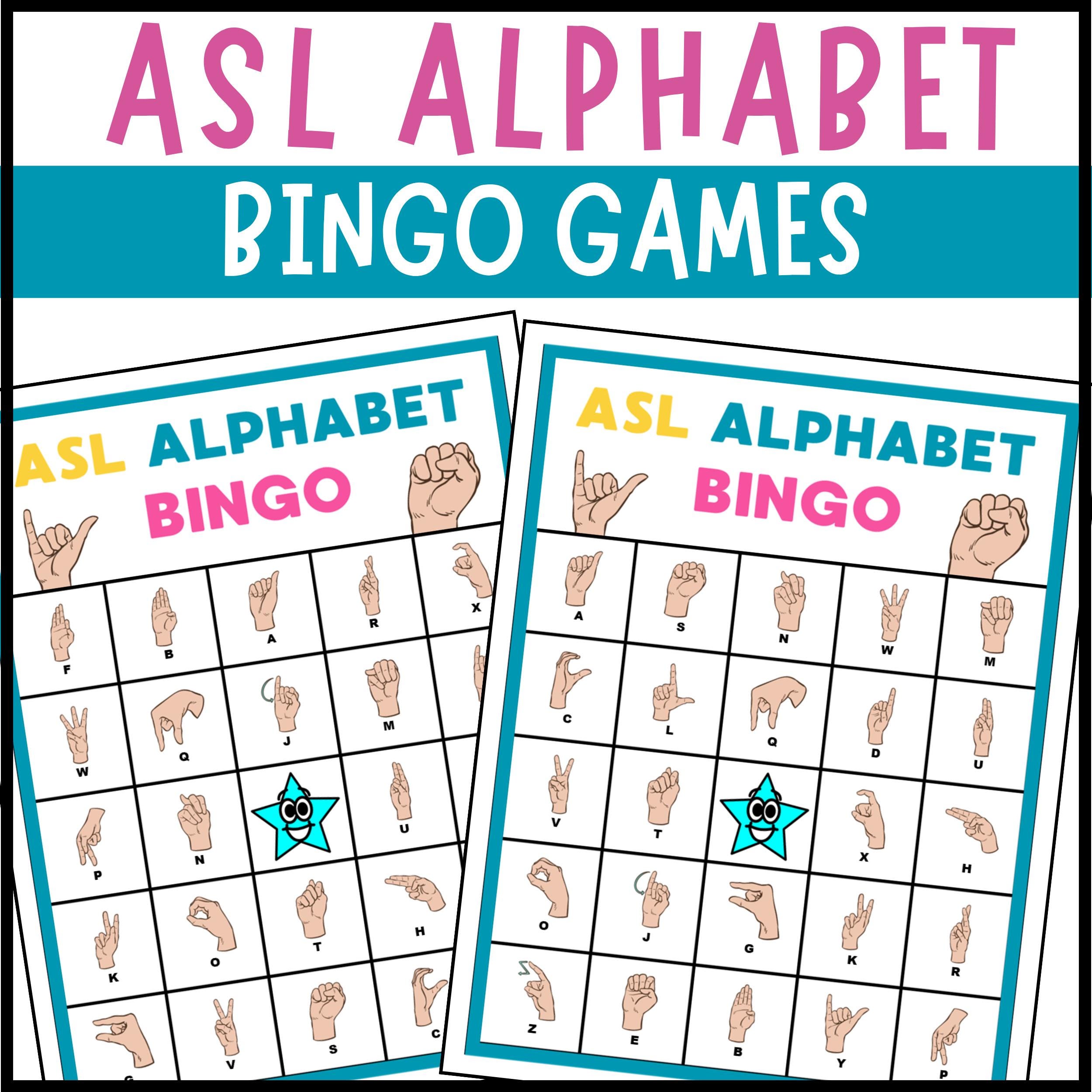 ASL American Sign Language Alphabet Bingo Games Activities Basic Hand ...