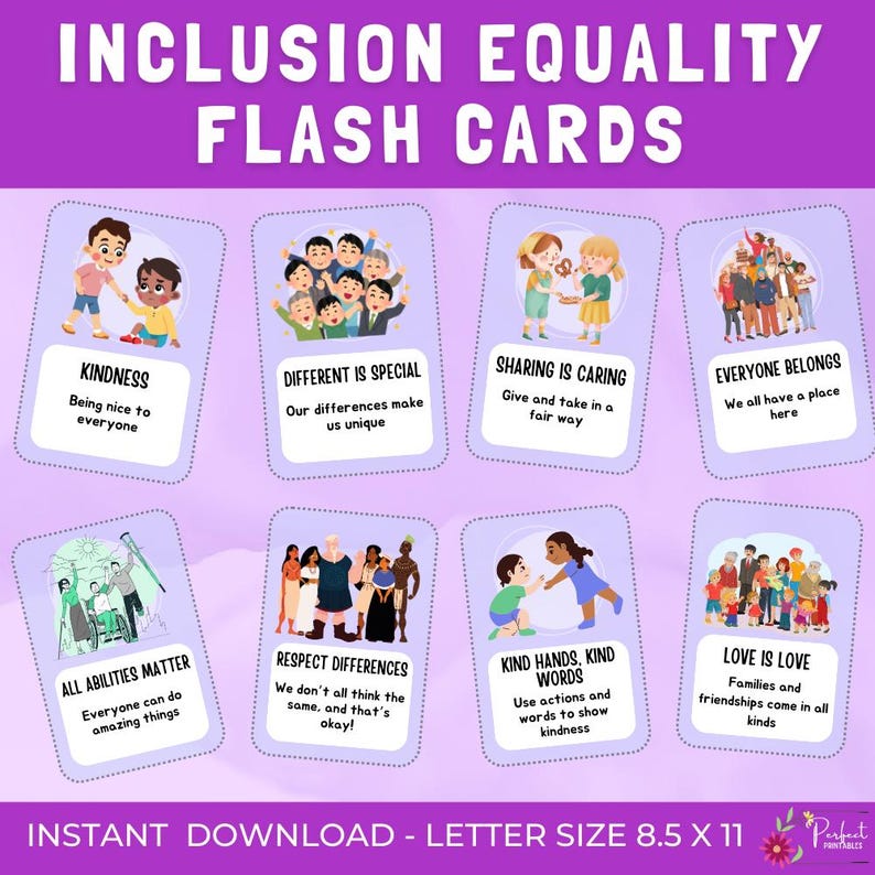 Inclusion Equality Flash Cards | Learning About Respect & Fairness ...