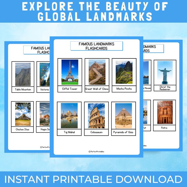 Famous Landmarks Flashcards - World Iconic Landmarks Montessori ...