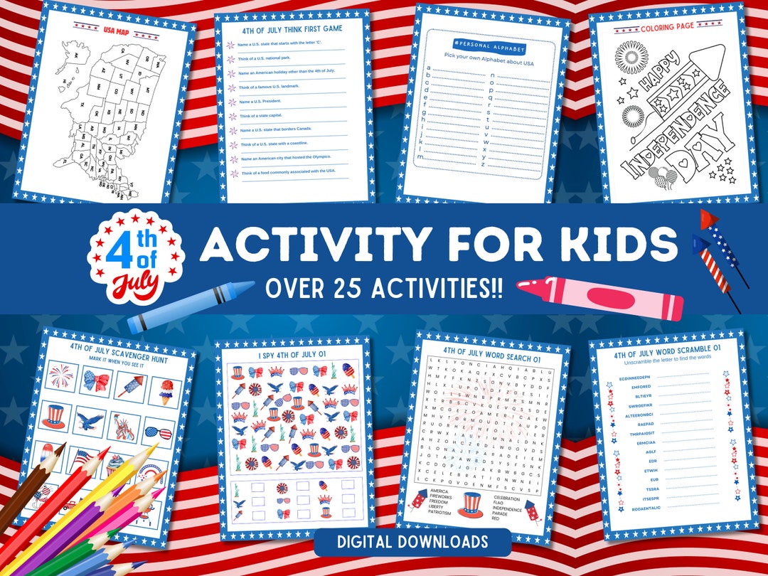 4th of July Activity Printable Games for Kids Independence Day ...