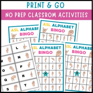 ASL American Sign Language Alphabet Bingo Games Activities Basic Hand ...
