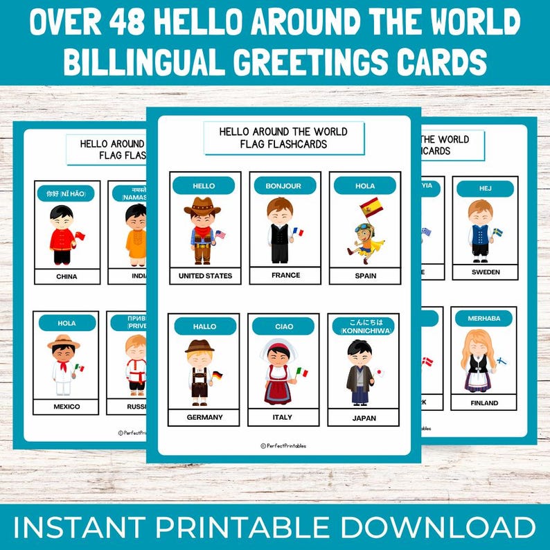 Hello Around the World Flashcards | Multicultural Language Cards ...