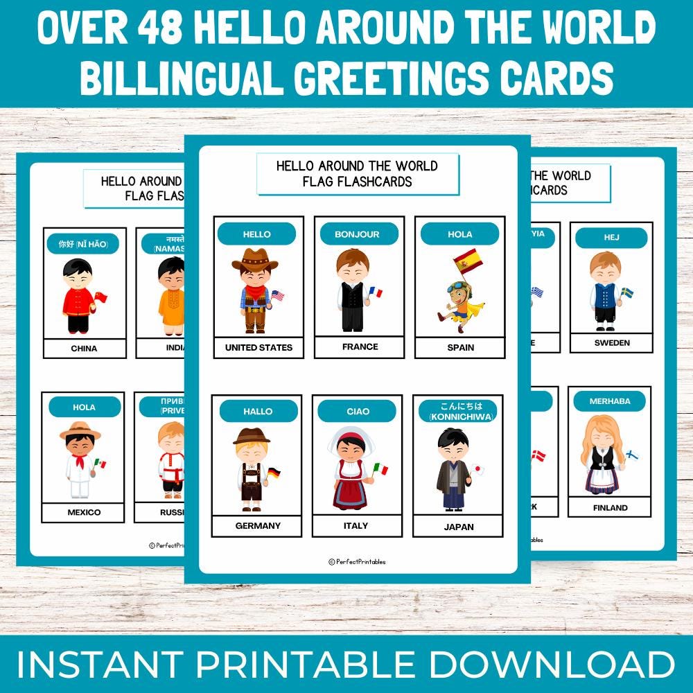 Hello Around the World Flashcards | Multicultural Language Cards ...