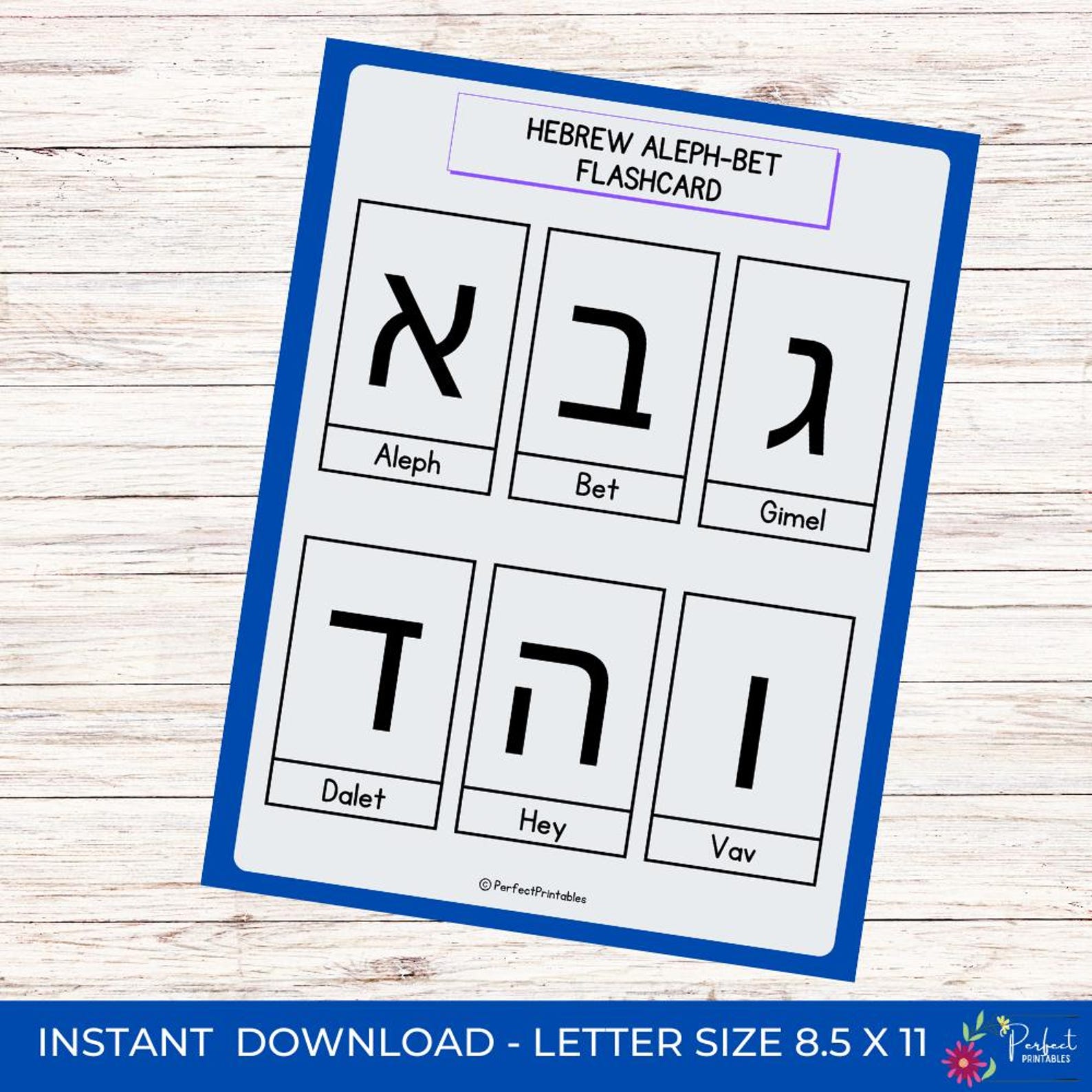 Hebrew Alphabet Flashcards | 22 Hebrew Letter Flashcards | Hebrew Aleph ...