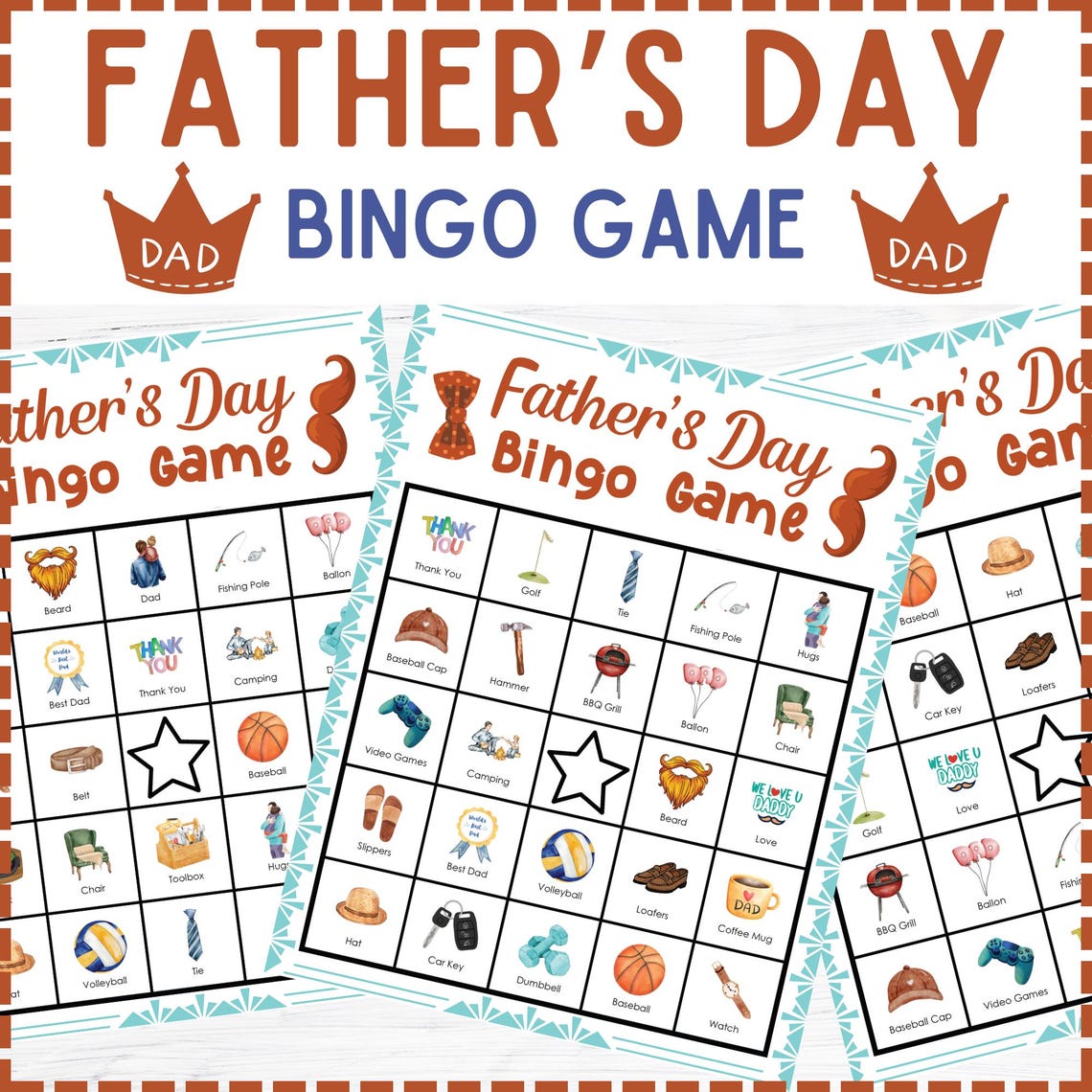 No Prep Fun Happy Father's Day Bingo Game, Fathers Day Activities for ...