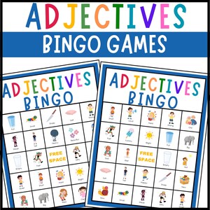 Adjectives Grammar Bingo Games Activities Parts of Speech ELA ...
