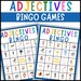 Adjectives Grammar Bingo Games Activities Parts of Speech ELA ...