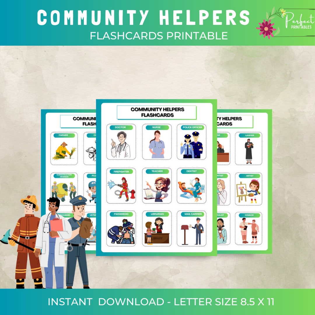 Community Helpers Flash Cards, Community Helpers Worksheets for ...