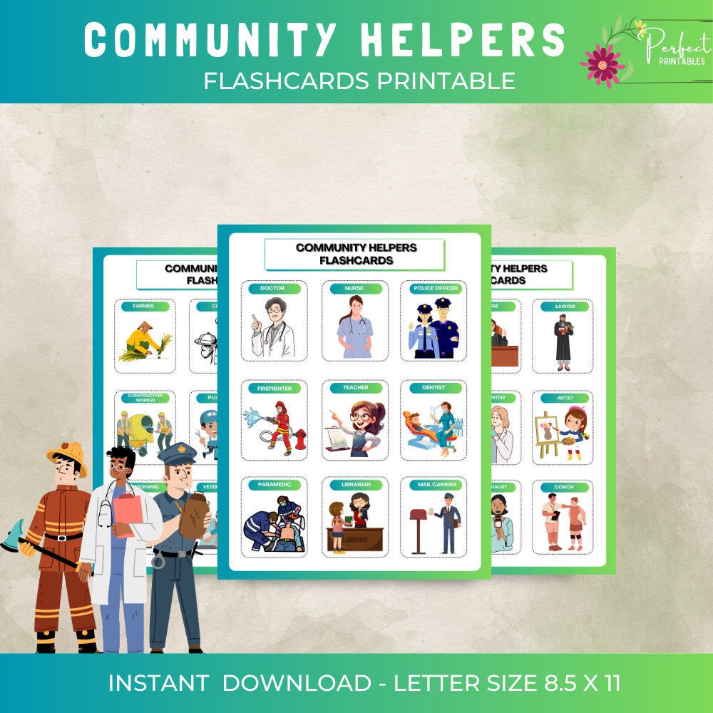 Community Helpers Flash Cards, Community Helpers Worksheets for ...
