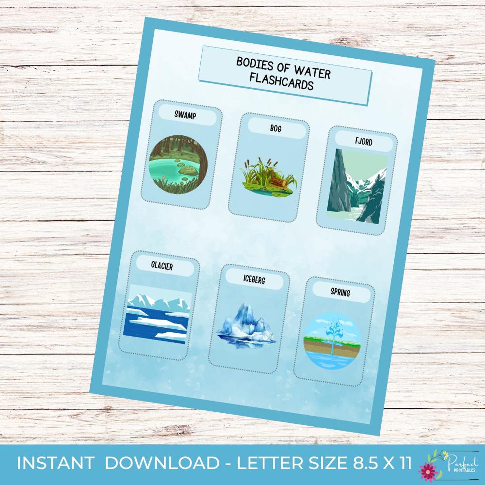 Bodies of Water Vocabulary Flashcards | Geography & Nature Study Flash ...