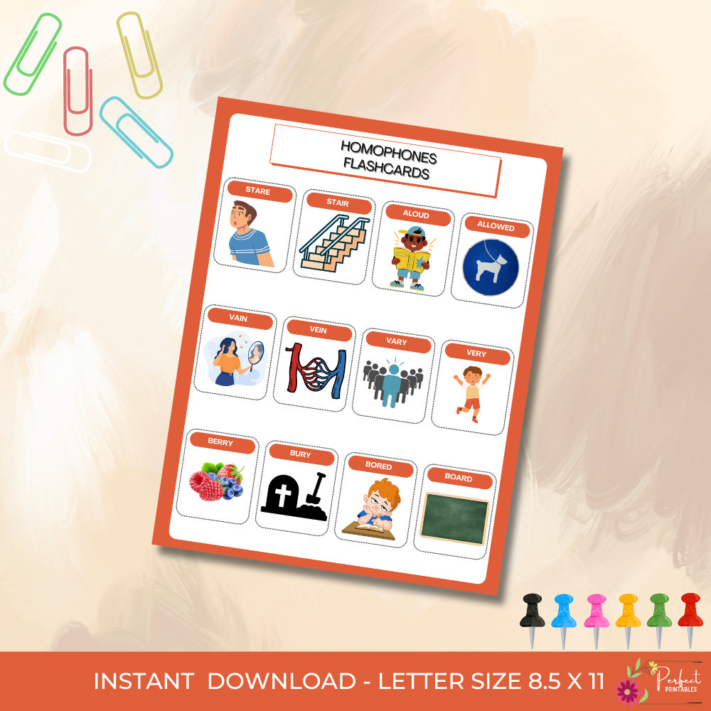 Homophones Flashcards, 60 Pairs of Homophones Memory Game Flash Cards ...