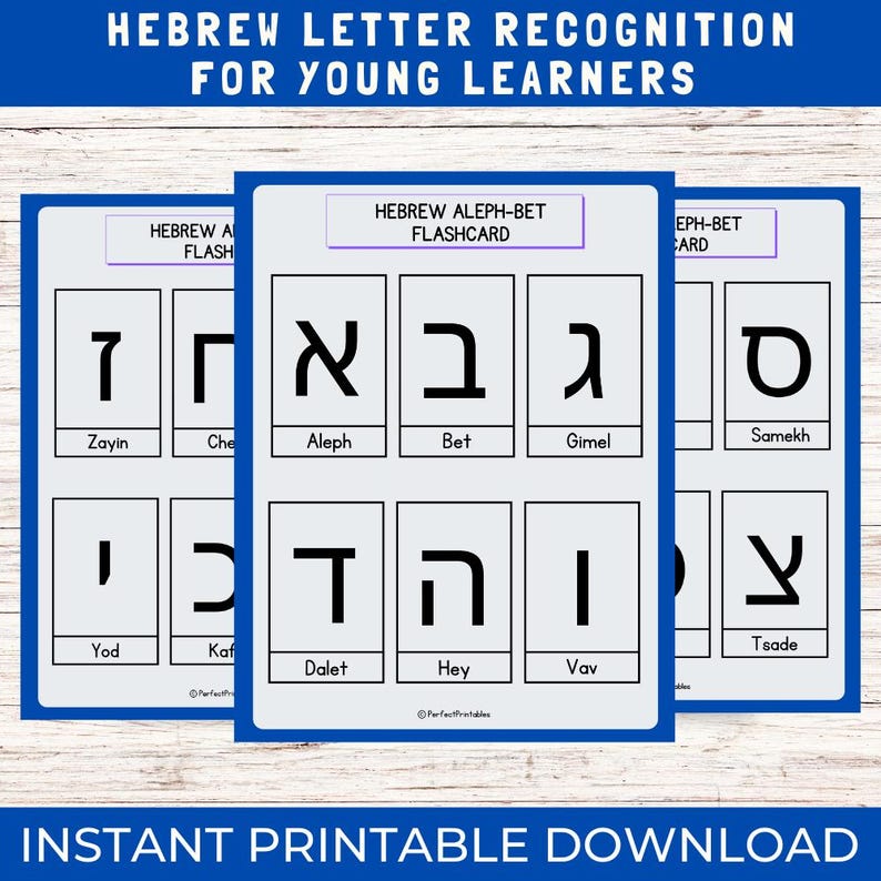 Hebrew Alphabet Flashcards | 22 Hebrew Letter Flashcards | Hebrew Aleph ...