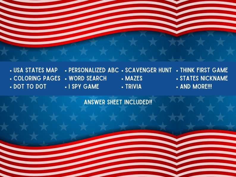 4th of July Activity Printable Games for Kids Independence Day ...