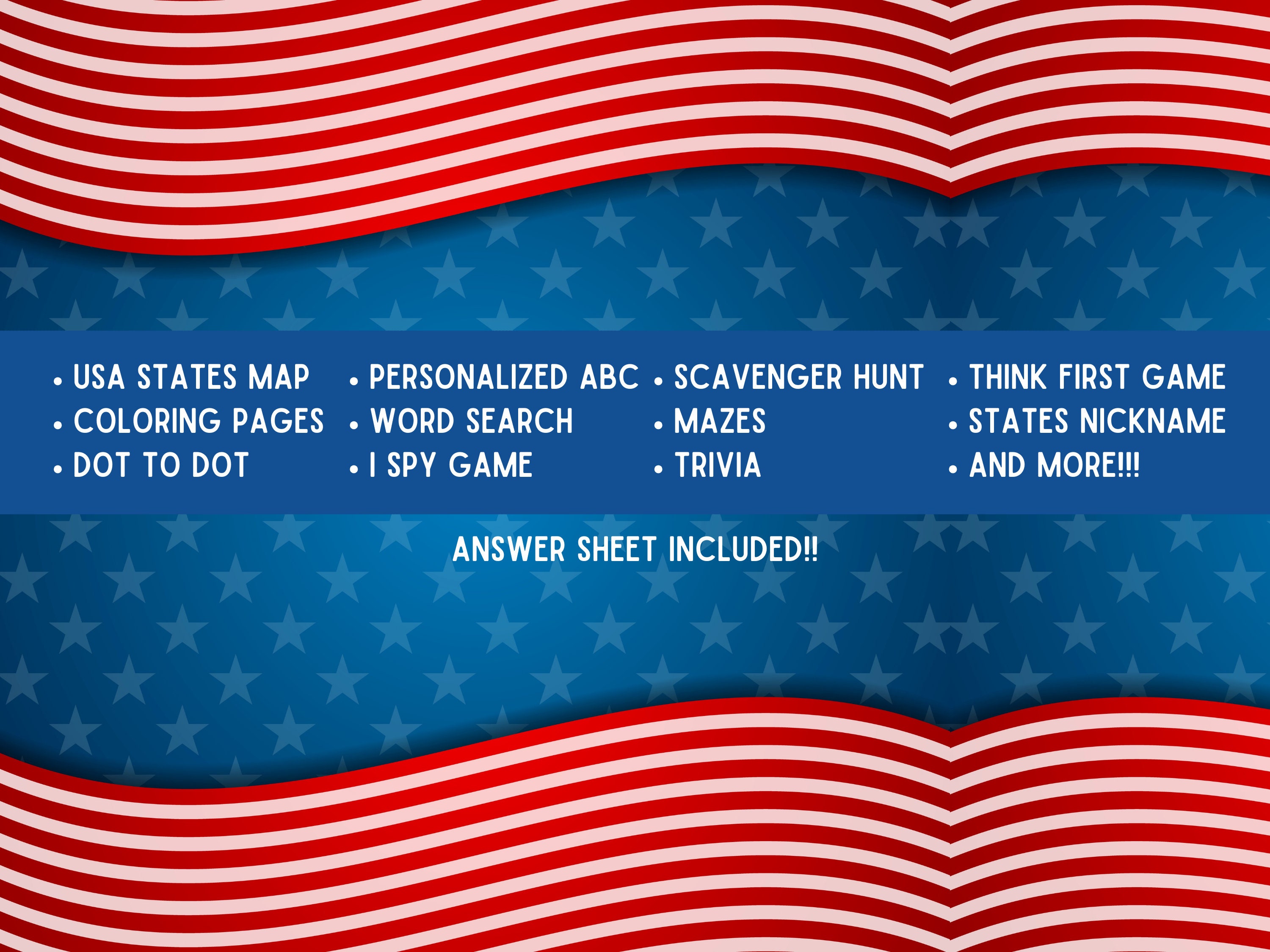 4th of July Activity Printable Games for Kids Independence Day ...