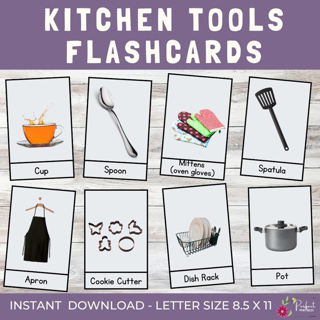 Kitchen Tools Flashcards | 48 Cooking Appliances & Tools Printable ...