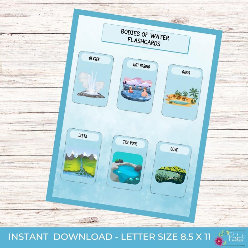 Bodies of Water Vocabulary Flashcards | Geography & Nature Study Flash ...