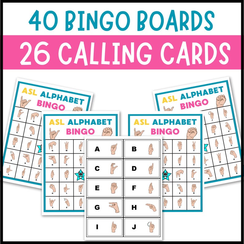 ASL American Sign Language Alphabet Bingo Games Activities Basic Hand ...