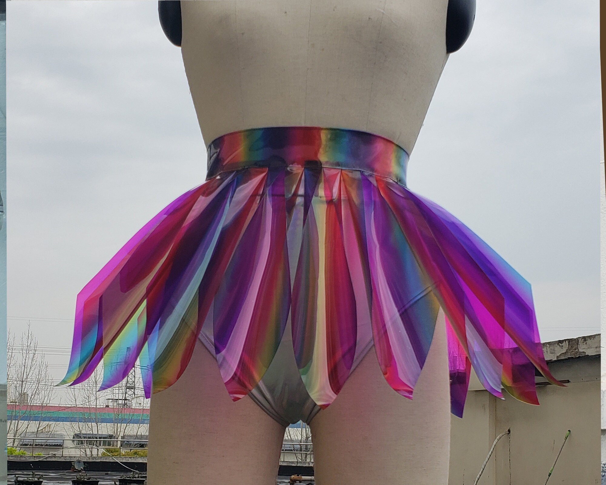 Rainbow Plastic Skirt/Clear PVC Skirt/Dance Bottom/Burning Man | Etsy