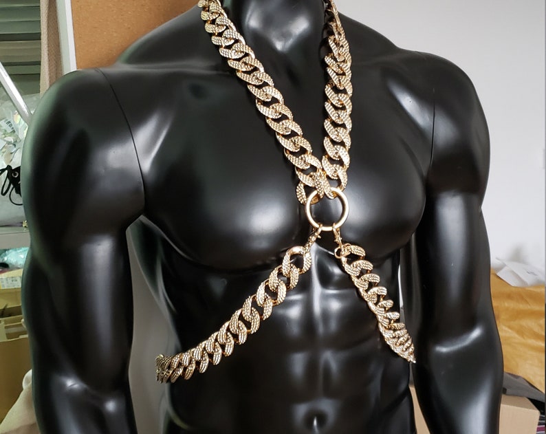 Gold Body Chain Chain Body Harness Men Body Harness Chest Etsy
