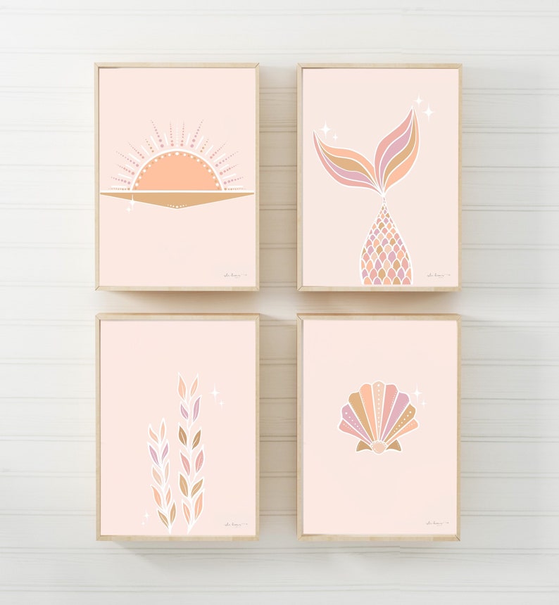 Boho Coastal/ Mermaid Art Prints Seashell - Etsy