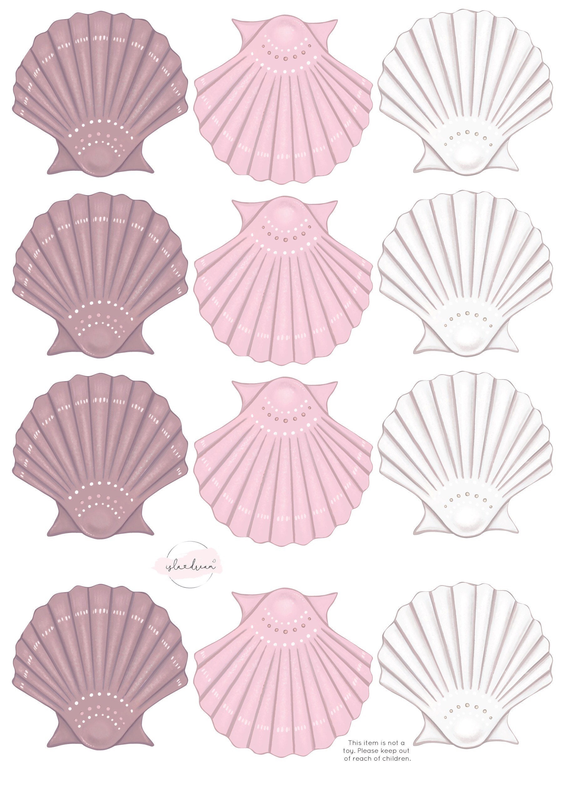 Sea Shell Fabric Wall Decals A3 (multiple Colours) - Etsy
