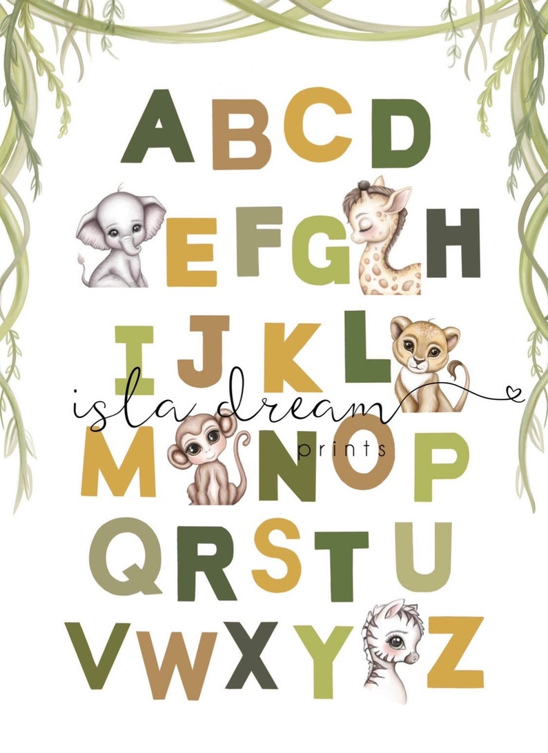 Jungle Animal Alphabet Poster - Etsy