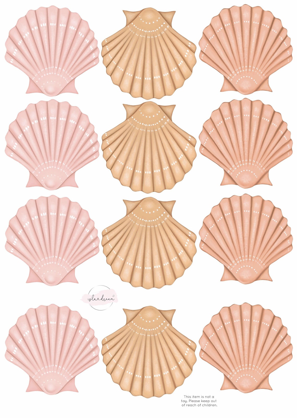 Sea Shell Fabric Wall Decals A3 multiple Colours | Etsy