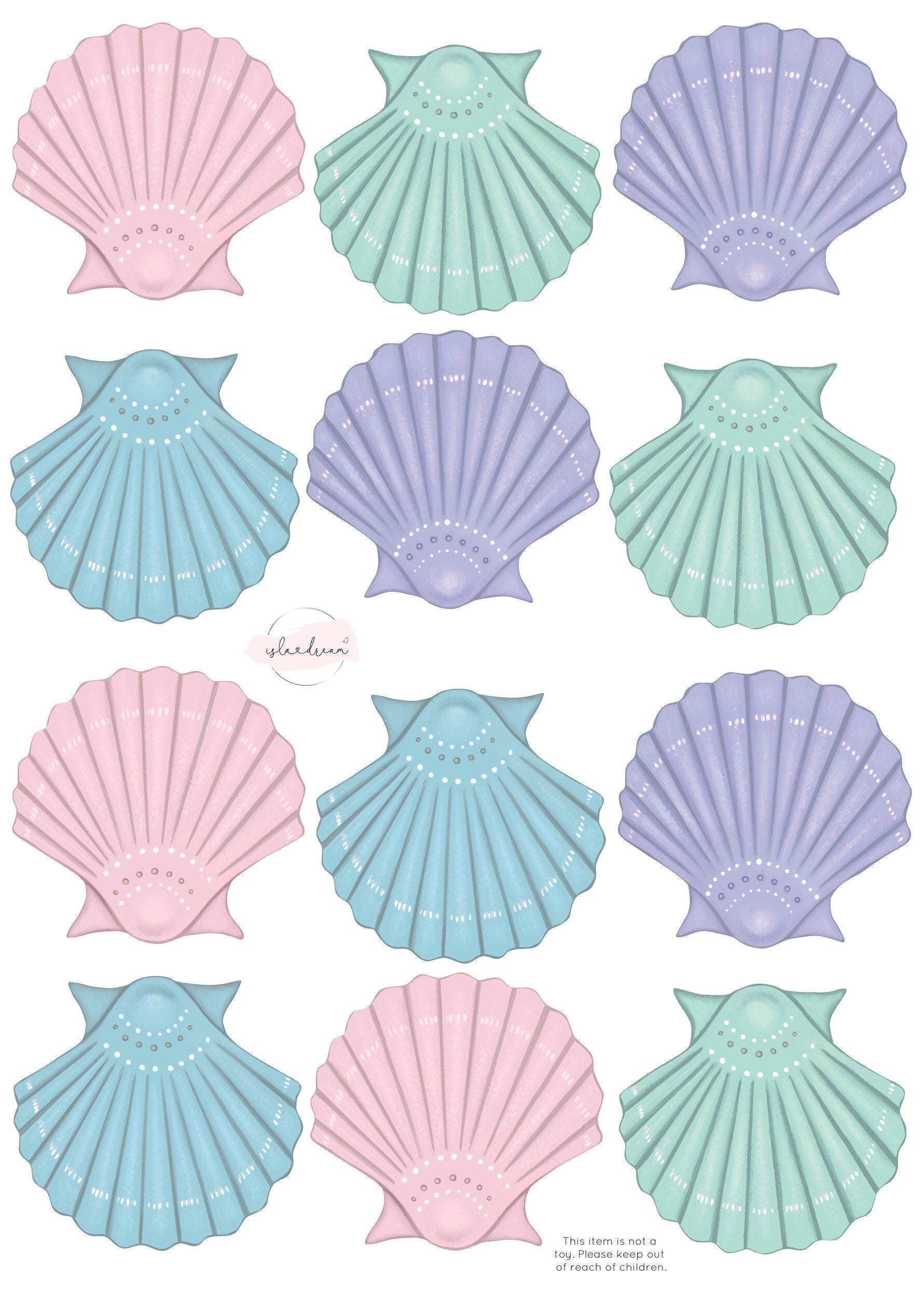 Sea Shell Fabric Wall Decals A3 (multiple Colours) - Etsy
