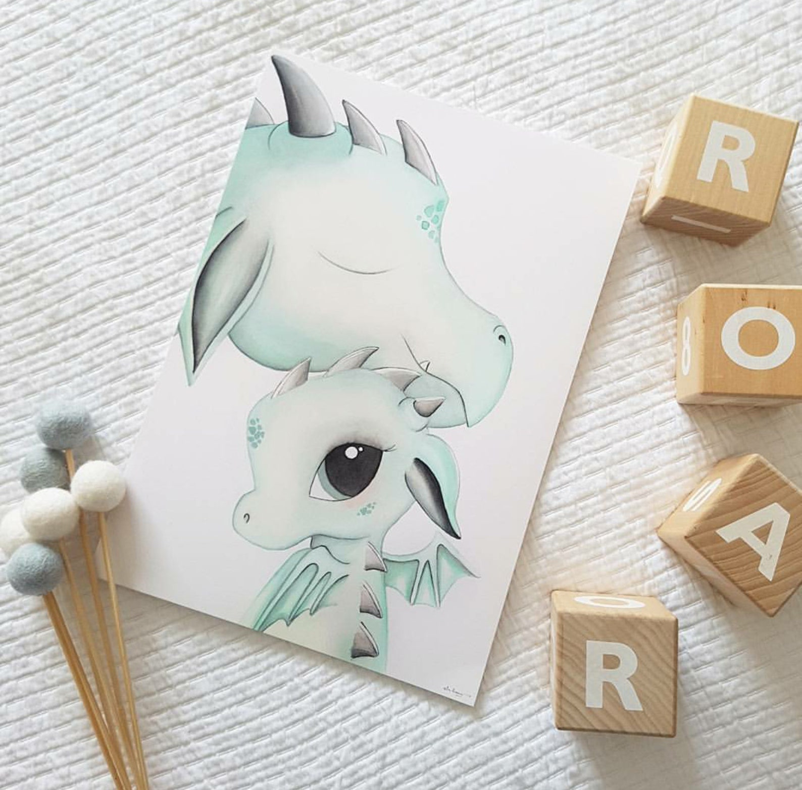 Dex and Dad. Dragon Art Print - Etsy