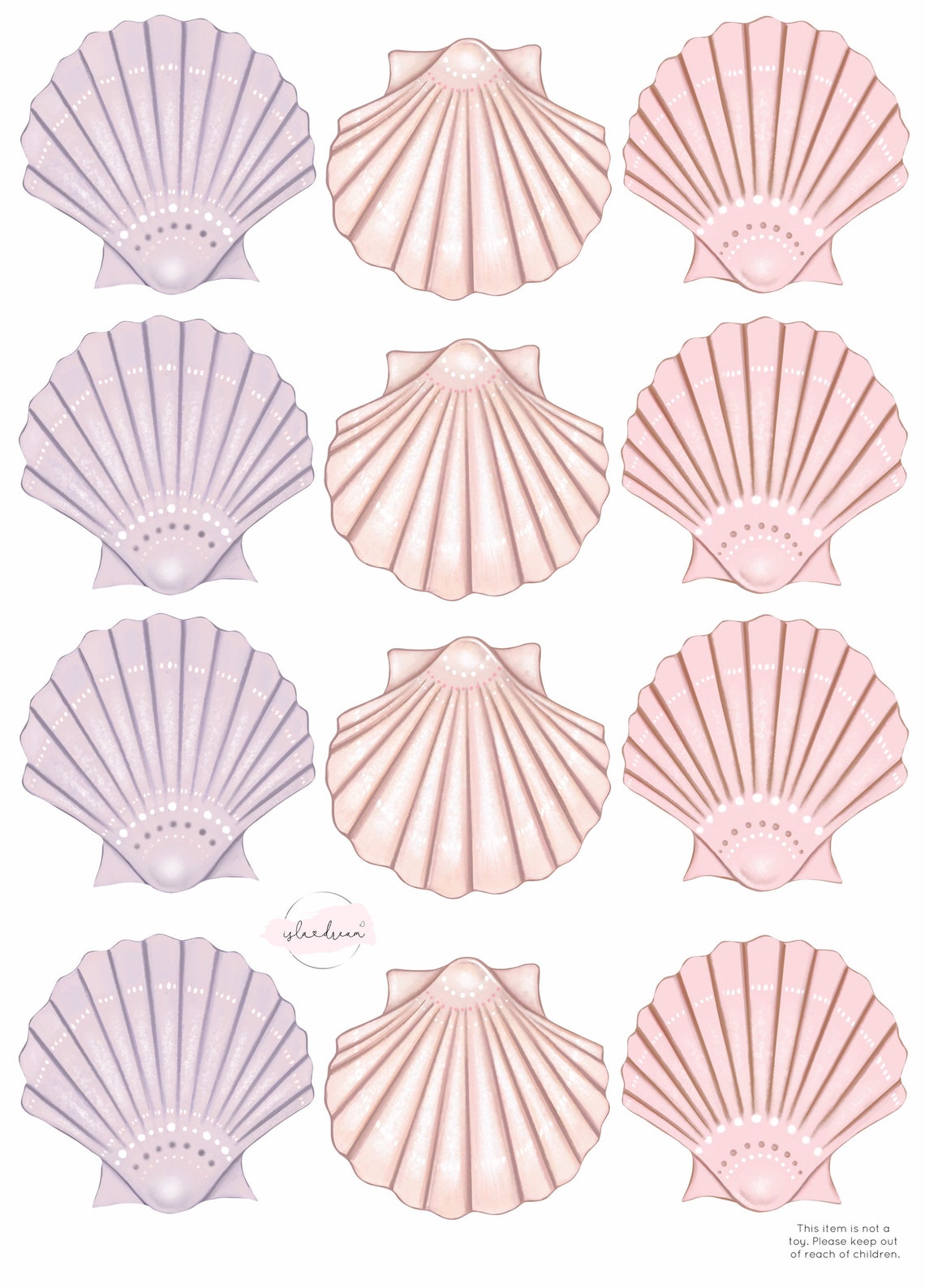 Sea Shell Fabric Wall Decals A3 multiple Colours | Etsy
