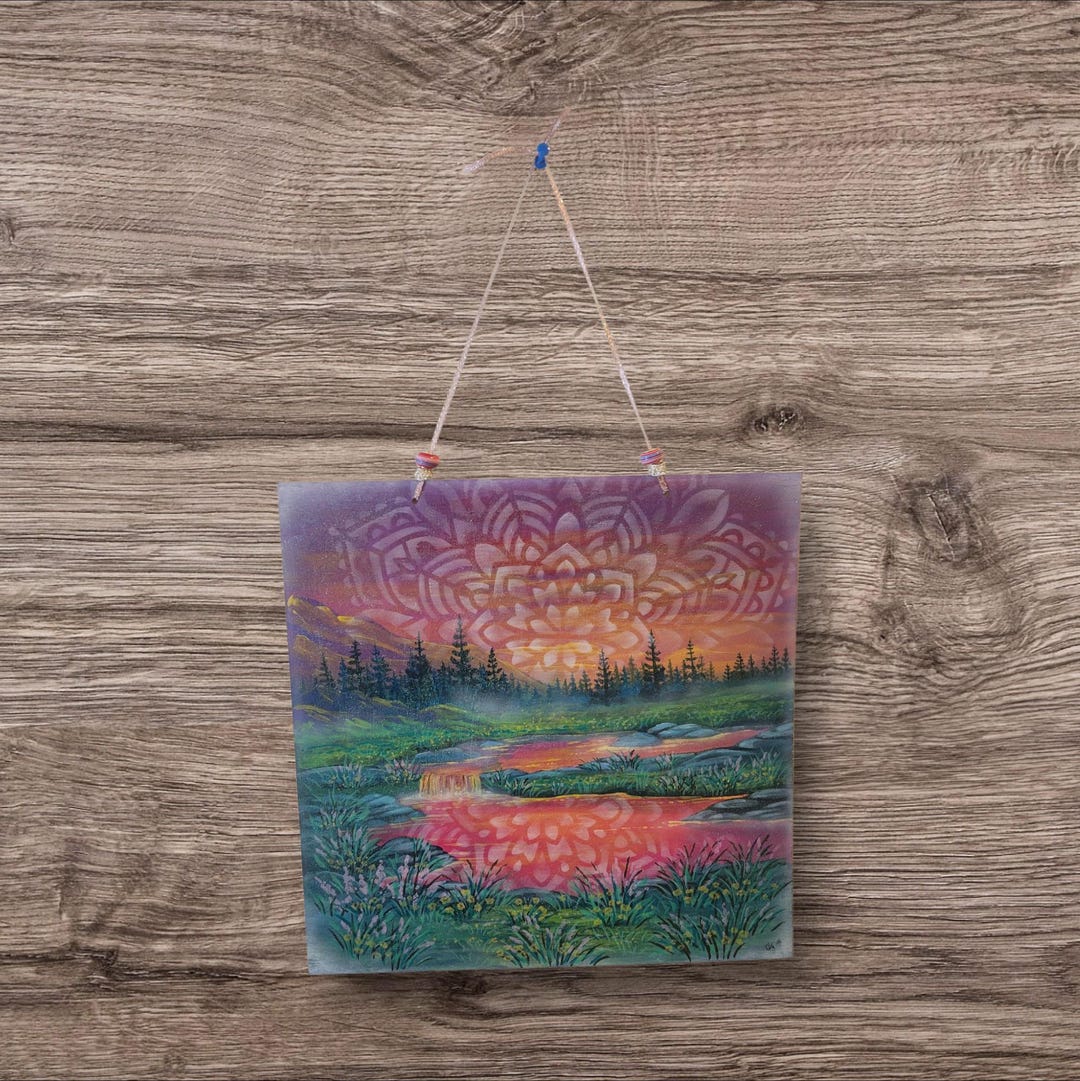 Sunset Invocation | Spiritual Nature Wall Decor | 12x12 Wood Panel ...