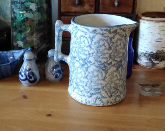 Blue Spongeware Spatter Ware Hallboy Pitcher Primitive Antique - Etsy