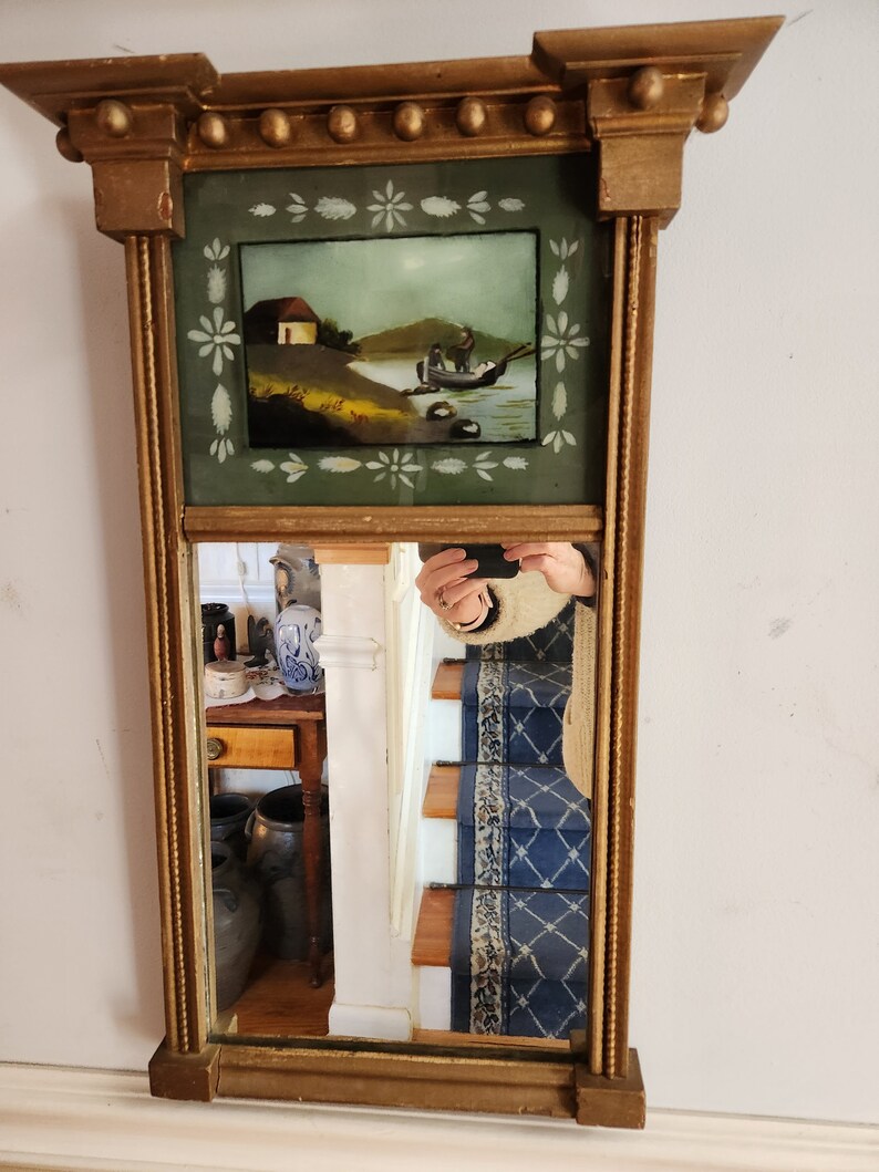 Antique Federal Reverse-painted Mirror Primitive Antique - Etsy