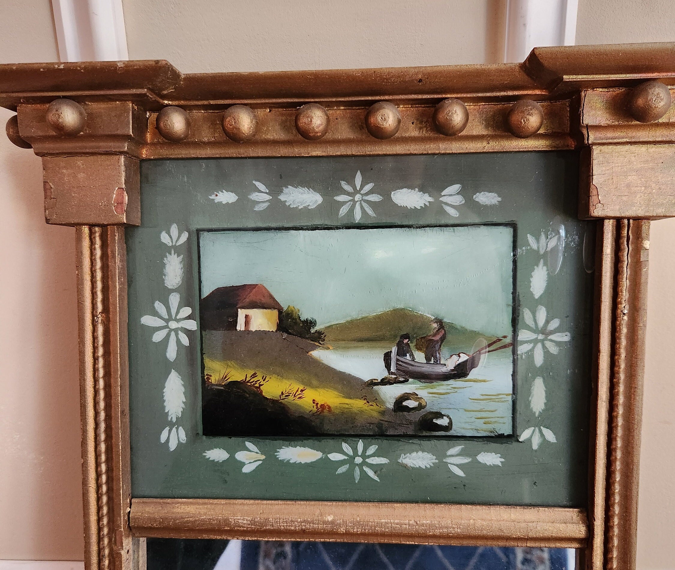 Antique Federal Reverse-painted Mirror Primitive Antique - Etsy