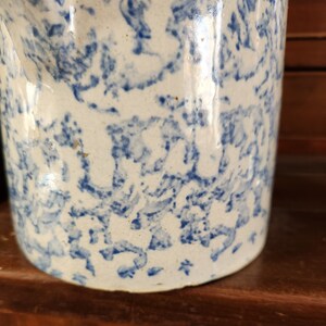 Antique Blue and White Spongeware Spatterware Pitcher Stoneware Tall ...