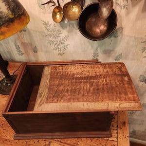 Antique Large Heavy Walnut/tiger Maple Bible Slide Box Primitive ...