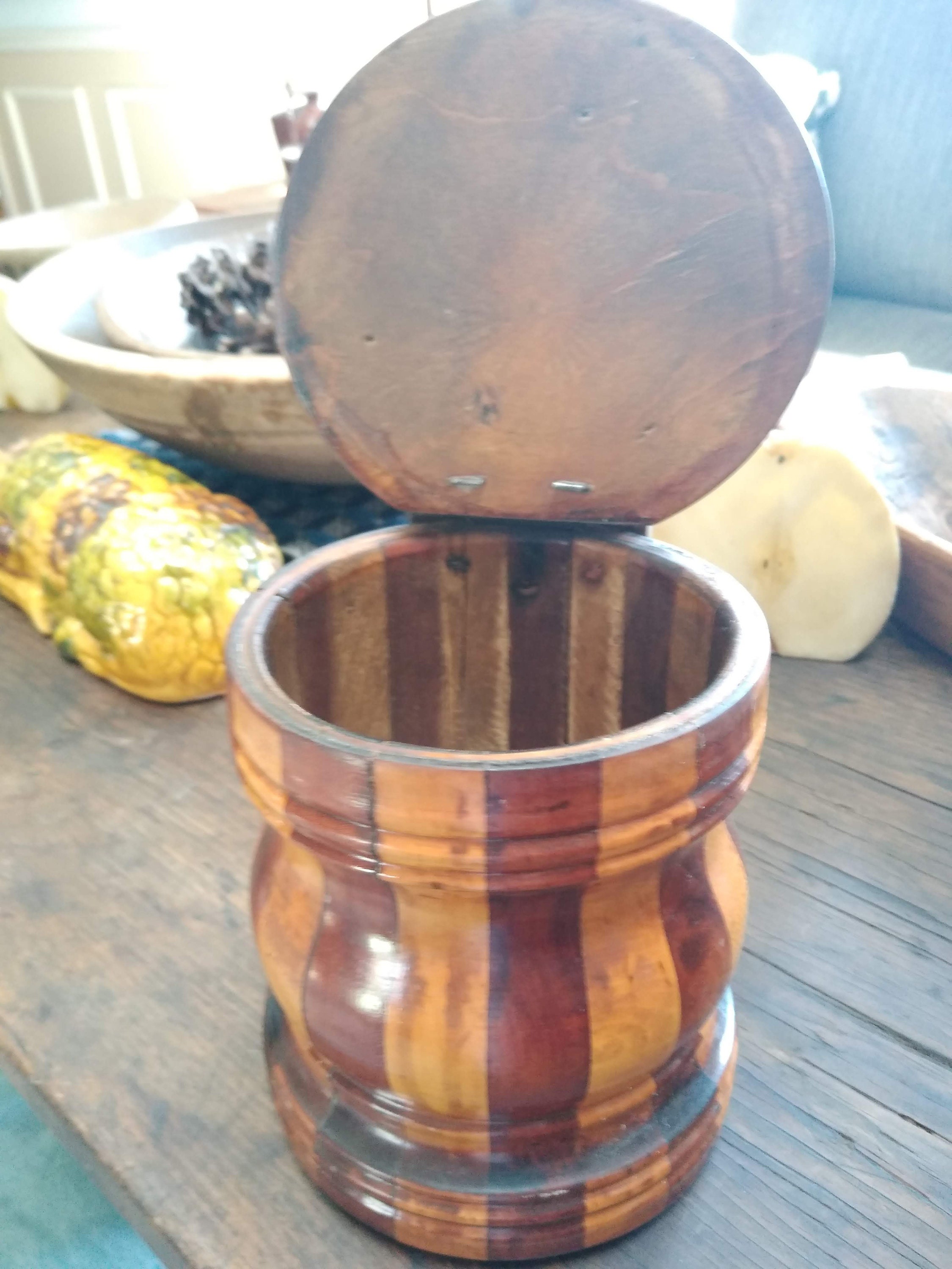 Antique Cherry and Maple Salt Box Oval Shaped Primitive | Etsy