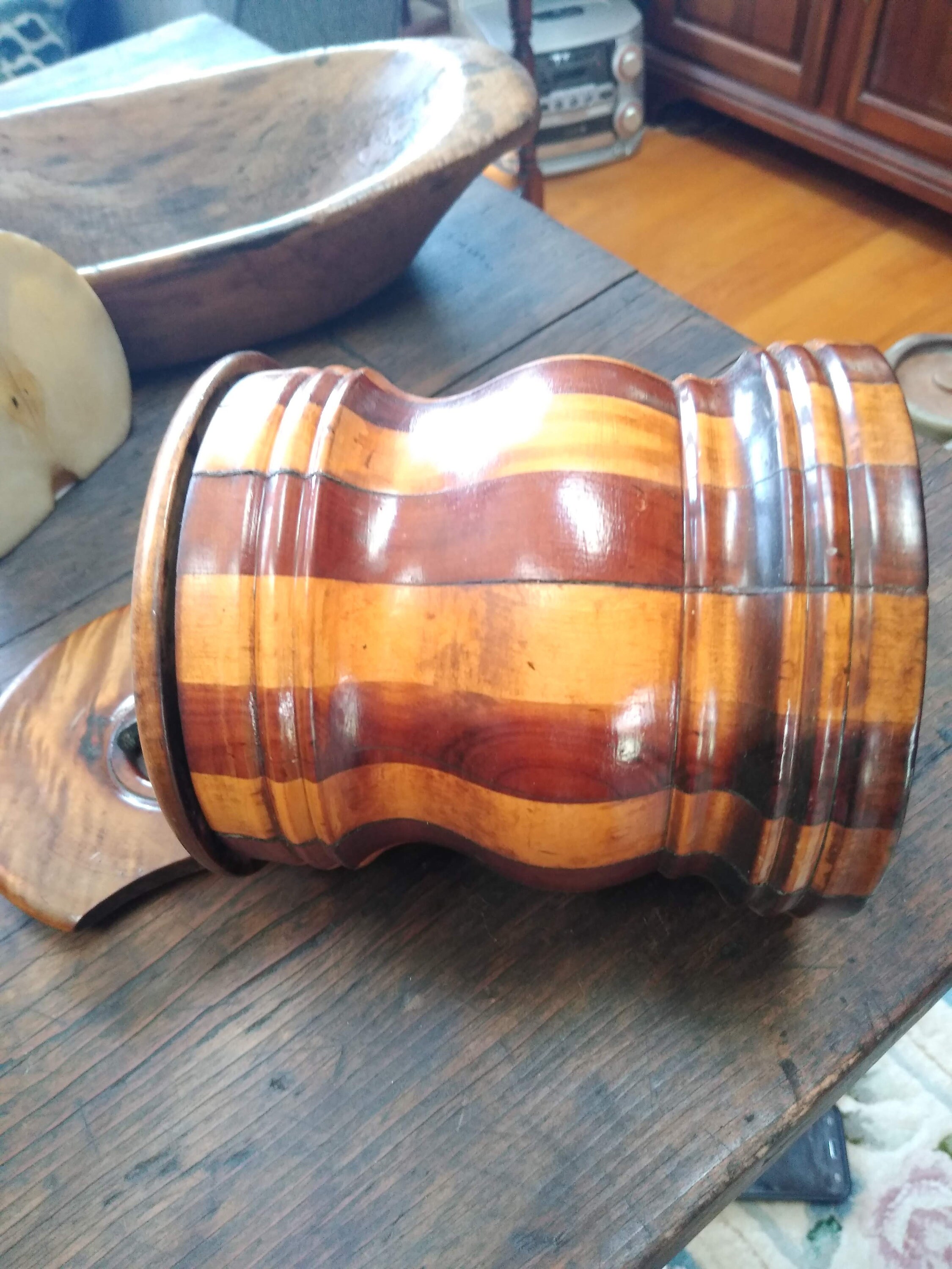 Antique Cherry and Maple Salt Box Oval Shaped Primitive | Etsy