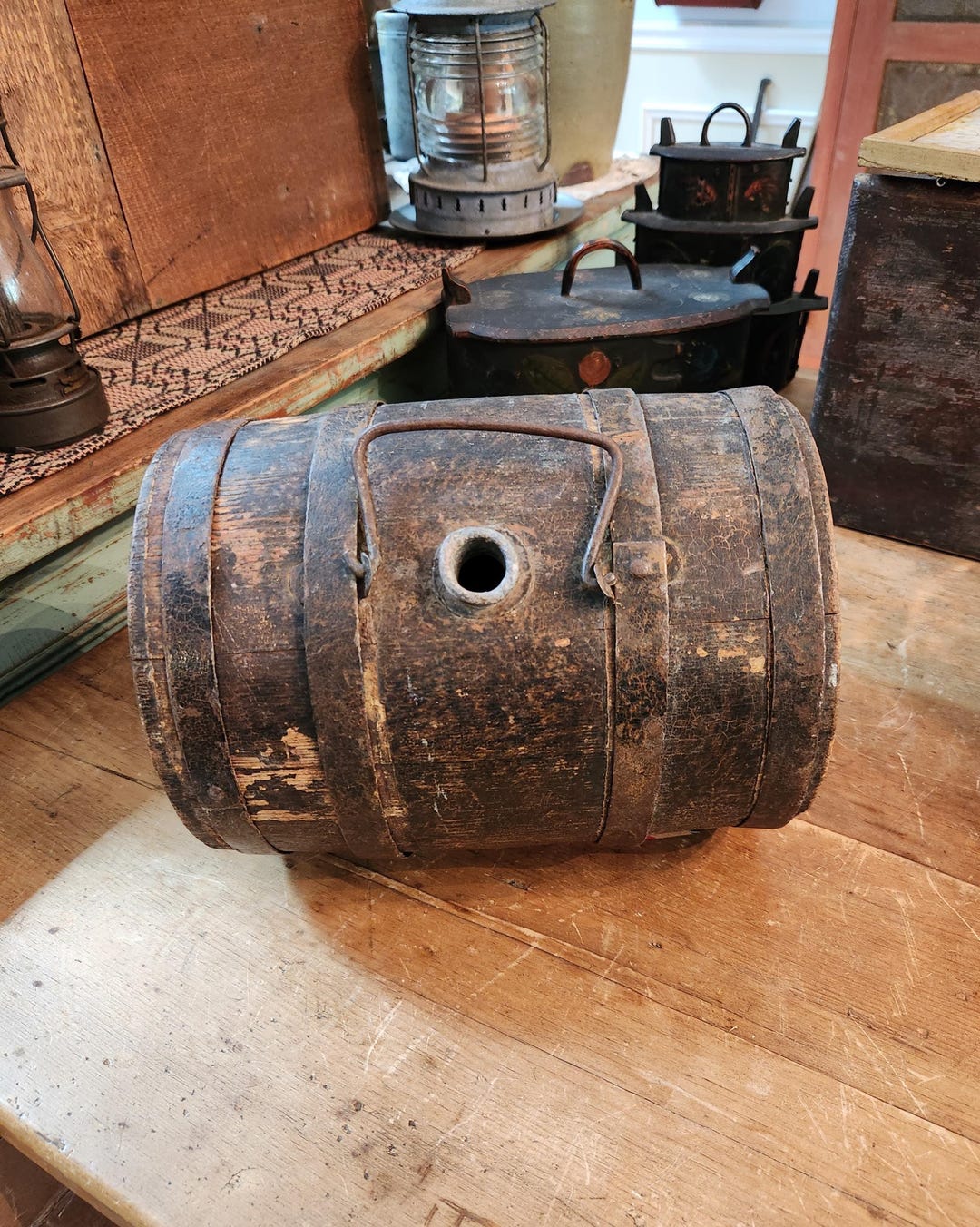 Antique 1700s Wood Rundlet Canteen Keg Barrel Primitive Antique - Etsy