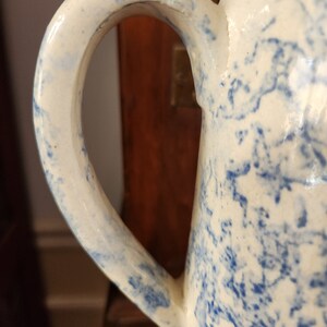 Antique Blue and White Spongeware Spatterware Pitcher Stoneware Tall ...