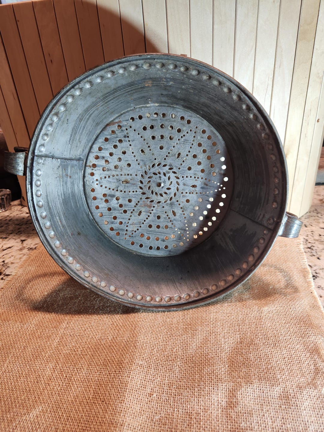 Antique Flower Punched Sieve Primitive Antique - Etsy