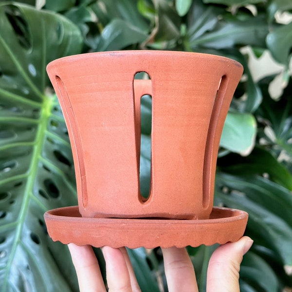 Clay Orchid Pot - Etsy