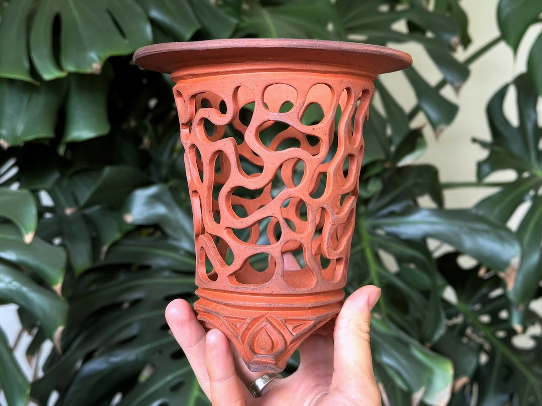 Handmade Fukiran Wind Orchid Unglazed Red Clay Terracotta Orchid ...