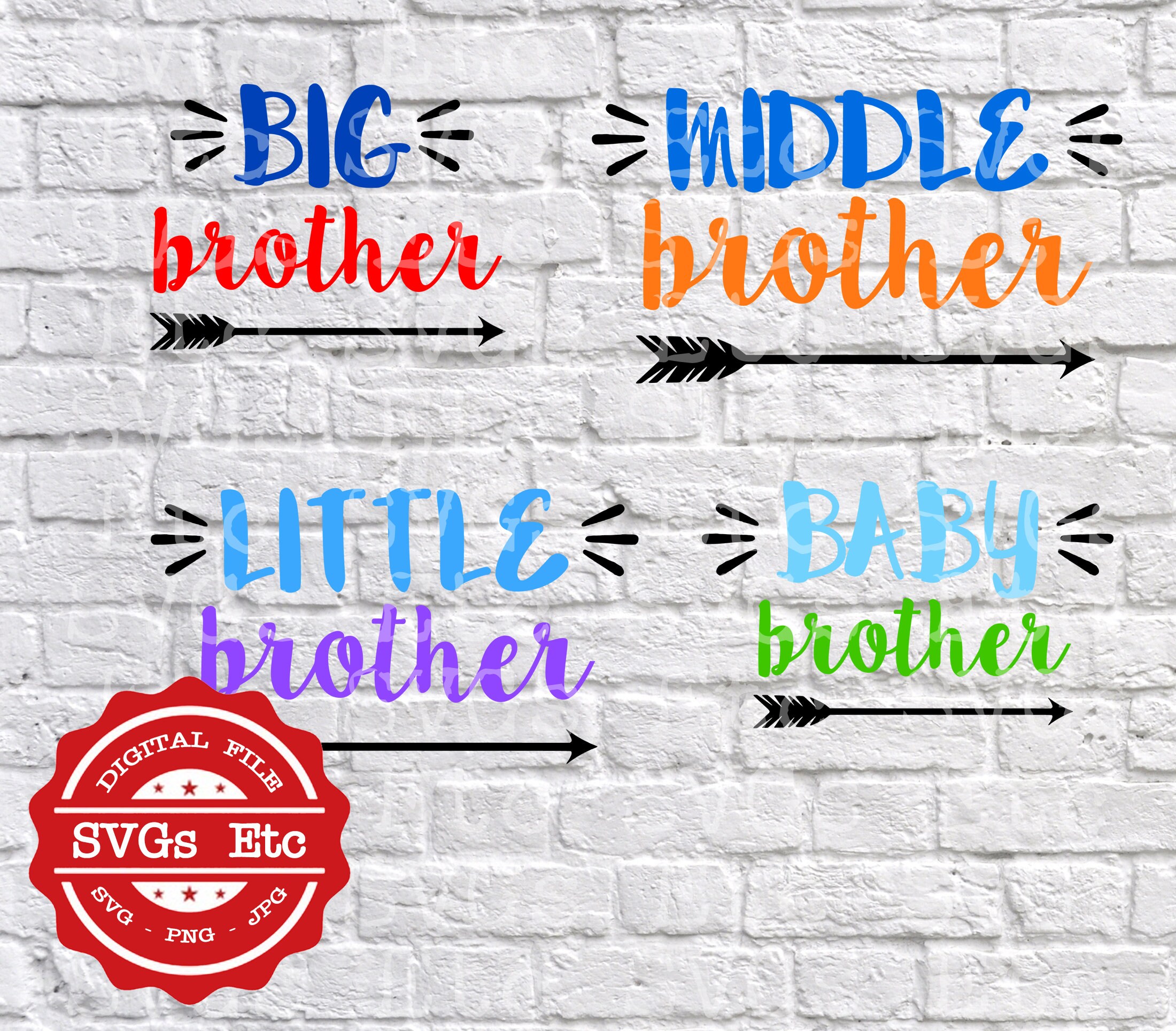 Big Middle Little Baby Brother SVG PNG JPG Digital - Etsy