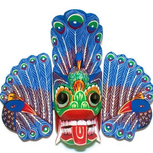Handmade Sri Lankan Mayura Raksha Wooden Wall Hanging Tribal Mask ...