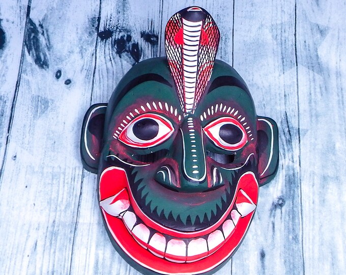 Wooden Hand Carved Sri Lankan Stunning Traditional Sanni Mask 8" (wall ...