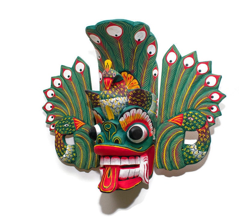 Colorful Sri Lankan Traditional Mayura Raksha Peacock Wooden - Etsy