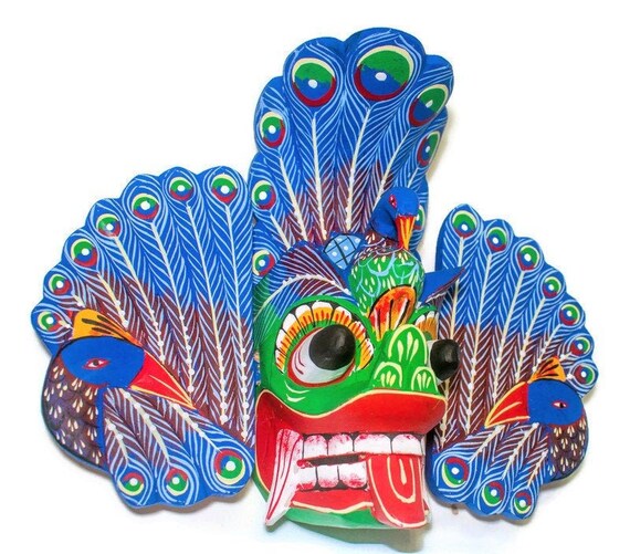 Handmade Sri Lankan Mayura Raksha Wooden Wall Hanging Tribal | Etsy