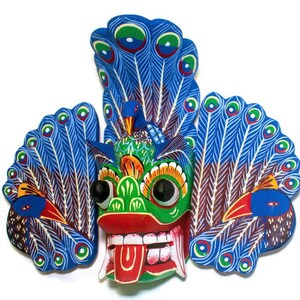 Handmade Sri Lankan Mayura Raksha Wooden Wall Hanging Tribal Mask ...