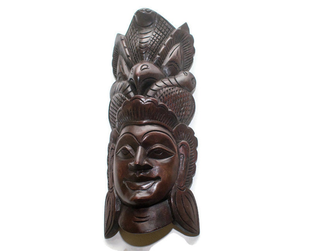 Sri Lankan Ethnic Deva Sanniya Wood Carving Mask 12" Asian Home Decor ...